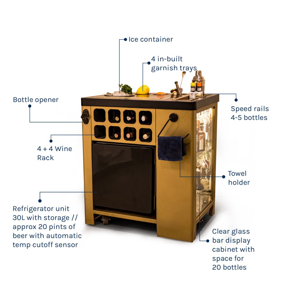 Model X Home Bar Matt. Gold Finish & Matt Black Finish – Haus of Bars