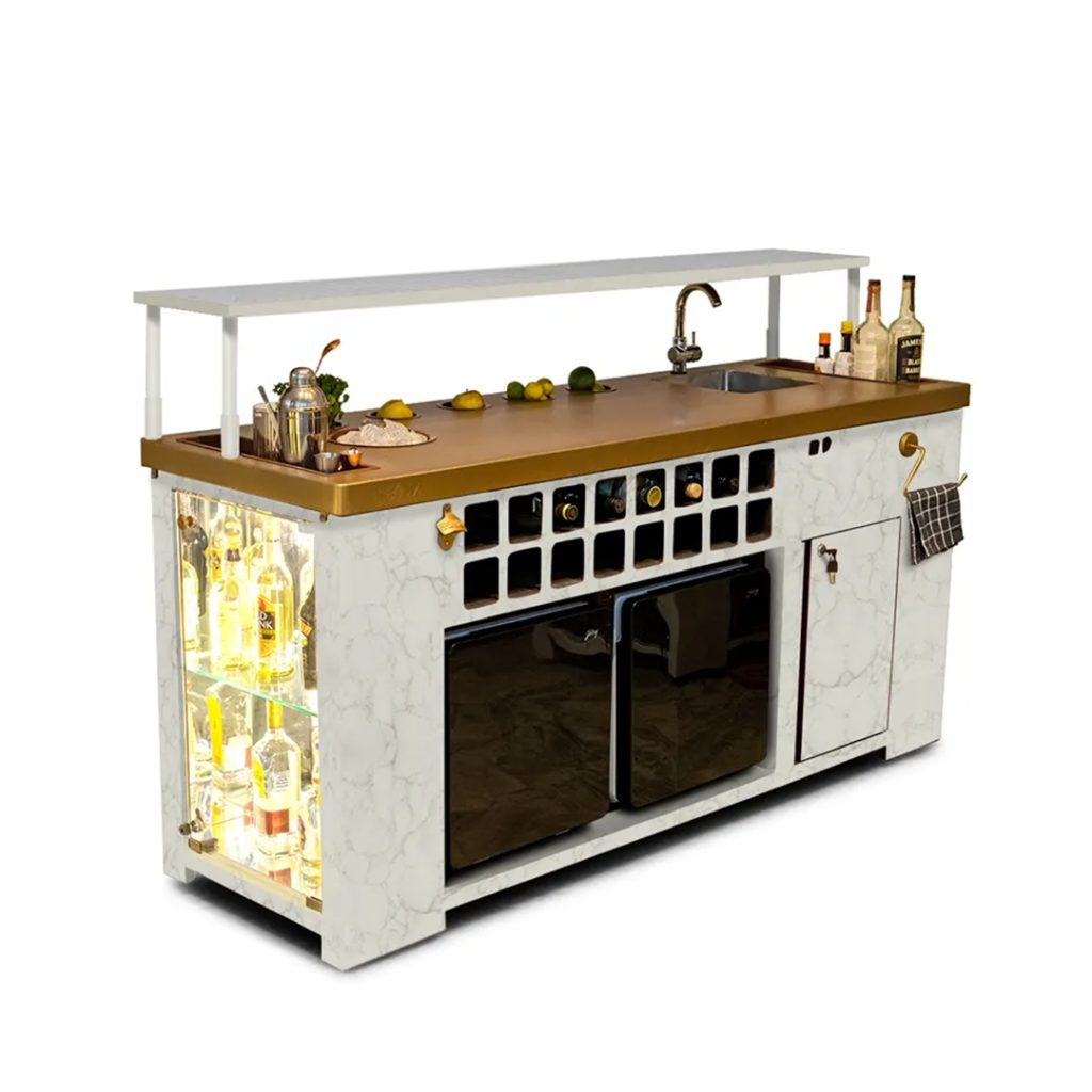 Double Model X Home Bar (Satvario Marble Vinyl & Matt. Gold Finish) – Haus of Bars